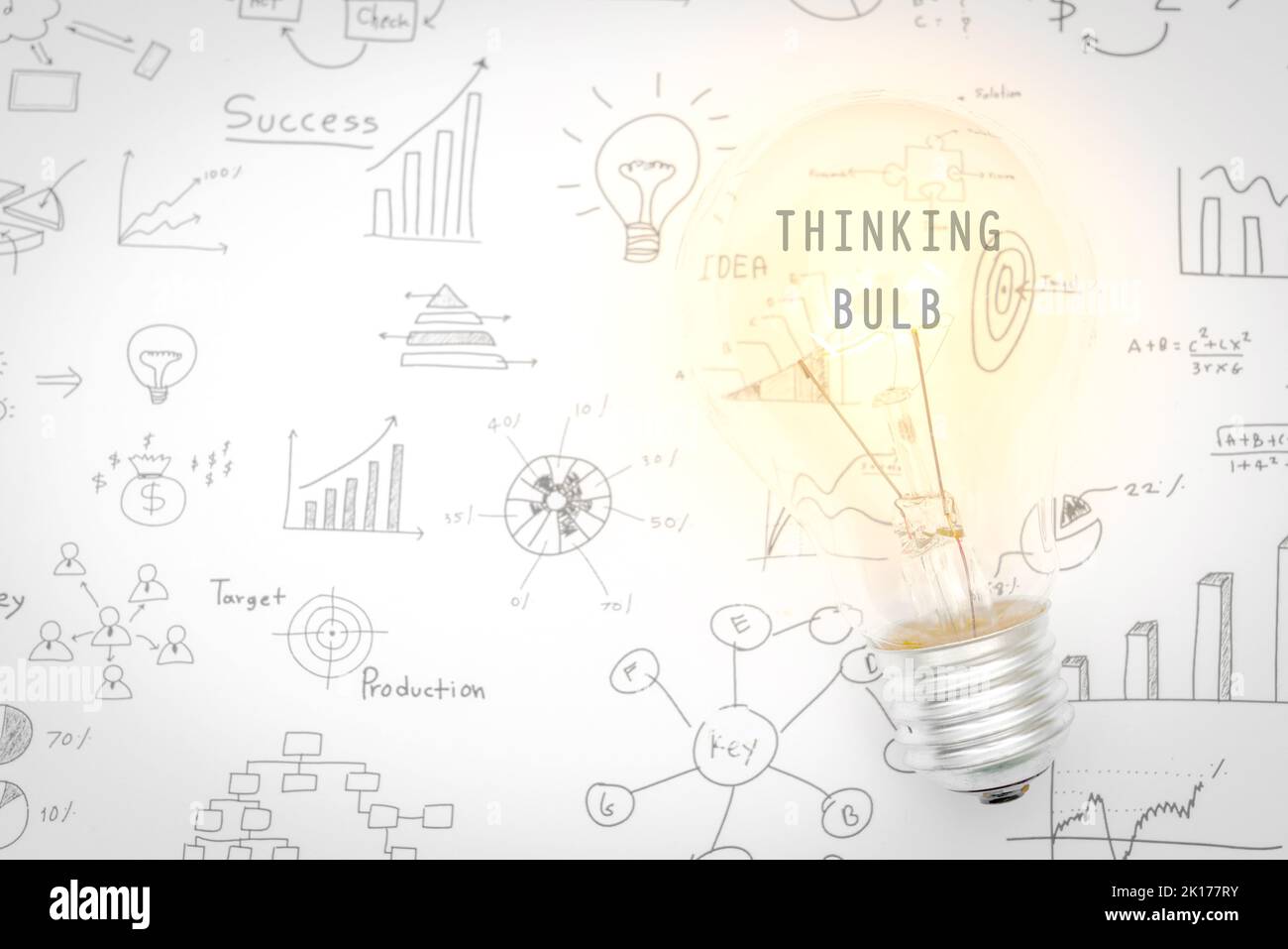 Light bulb with drawing graph Stock Photo - Alamy