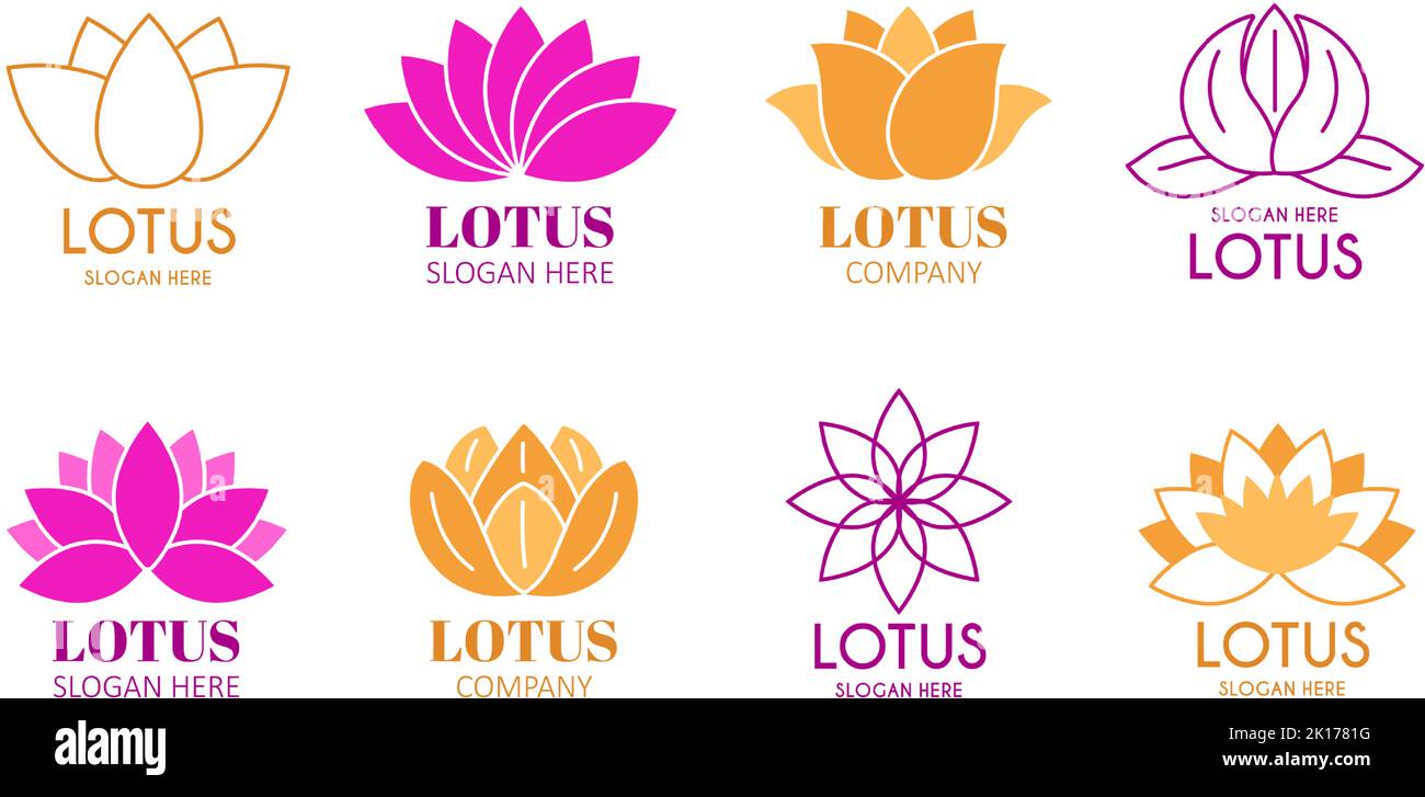 Lotus flower emblem. Water lily blossom label, beauty spa sign and yoga ...