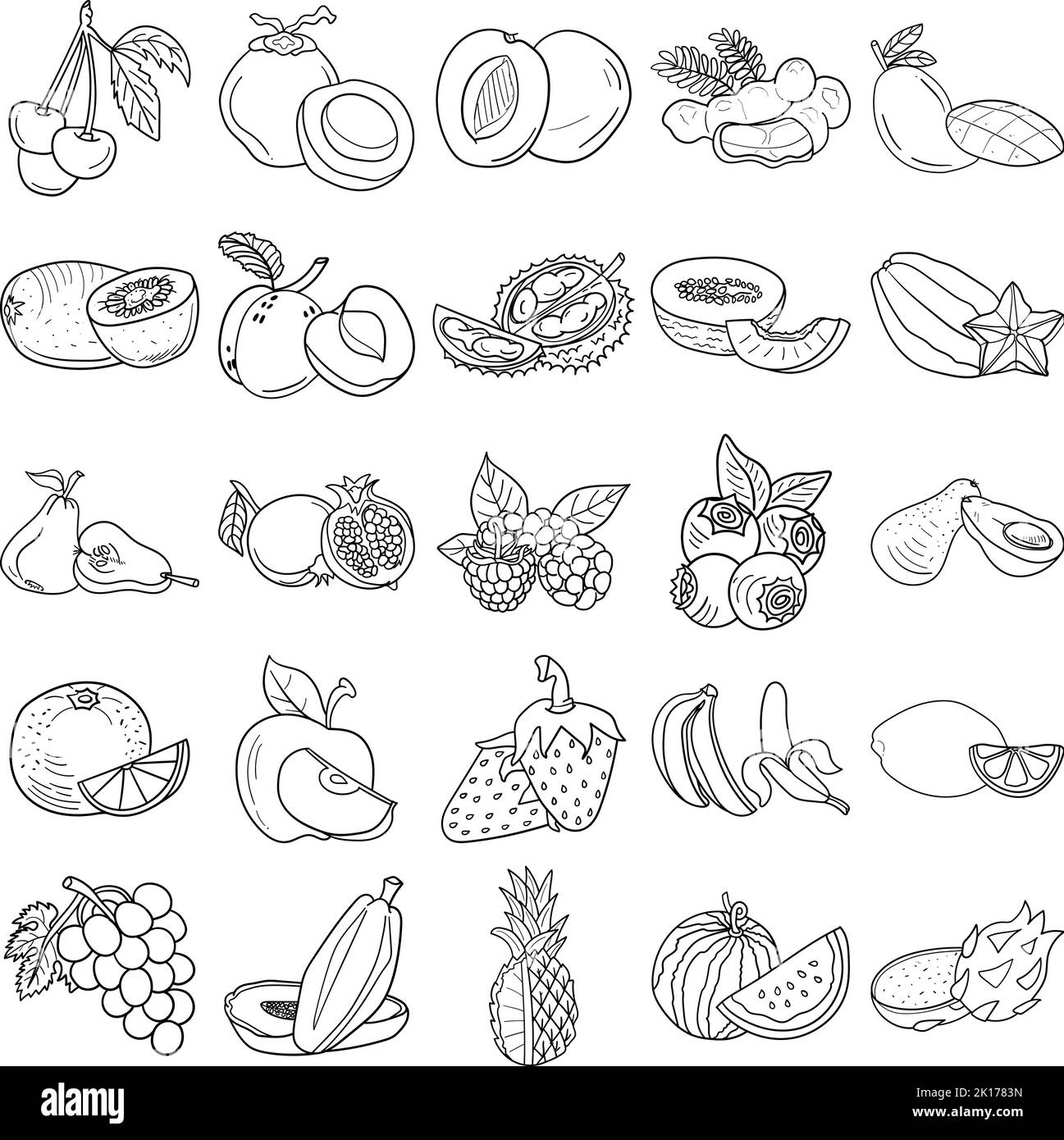 Fruit line drawing hi-res stock photography and images - Alamy