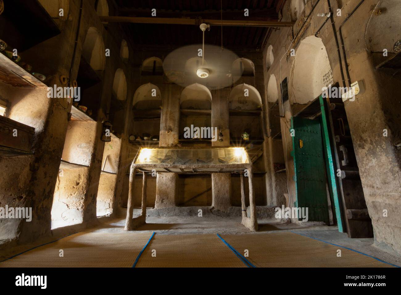 Interior of Bait Al Safah in Al Hamra, Oman, showing traditional Omani ...