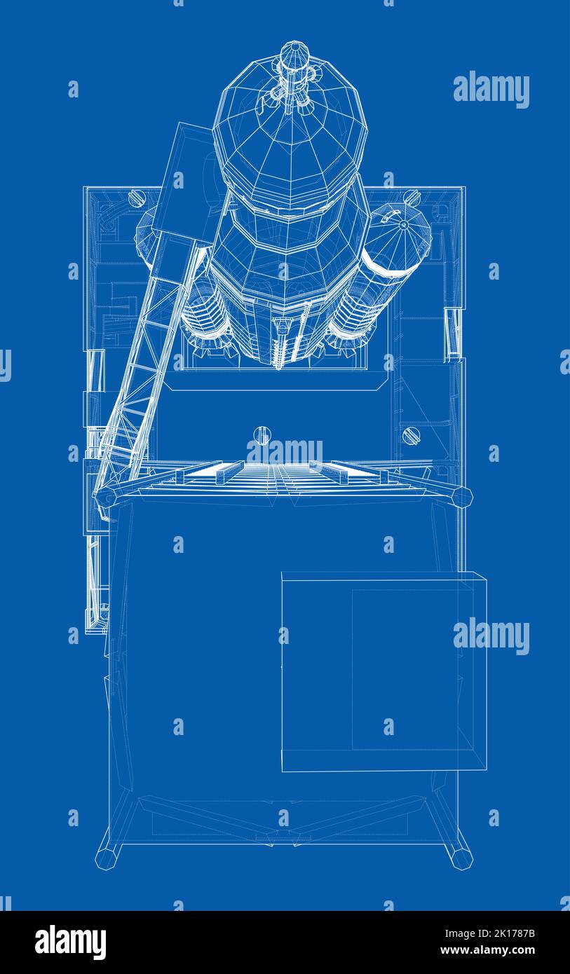 Space Rocket on launch pad. Vector rendering of 3d Stock Vector Image ...