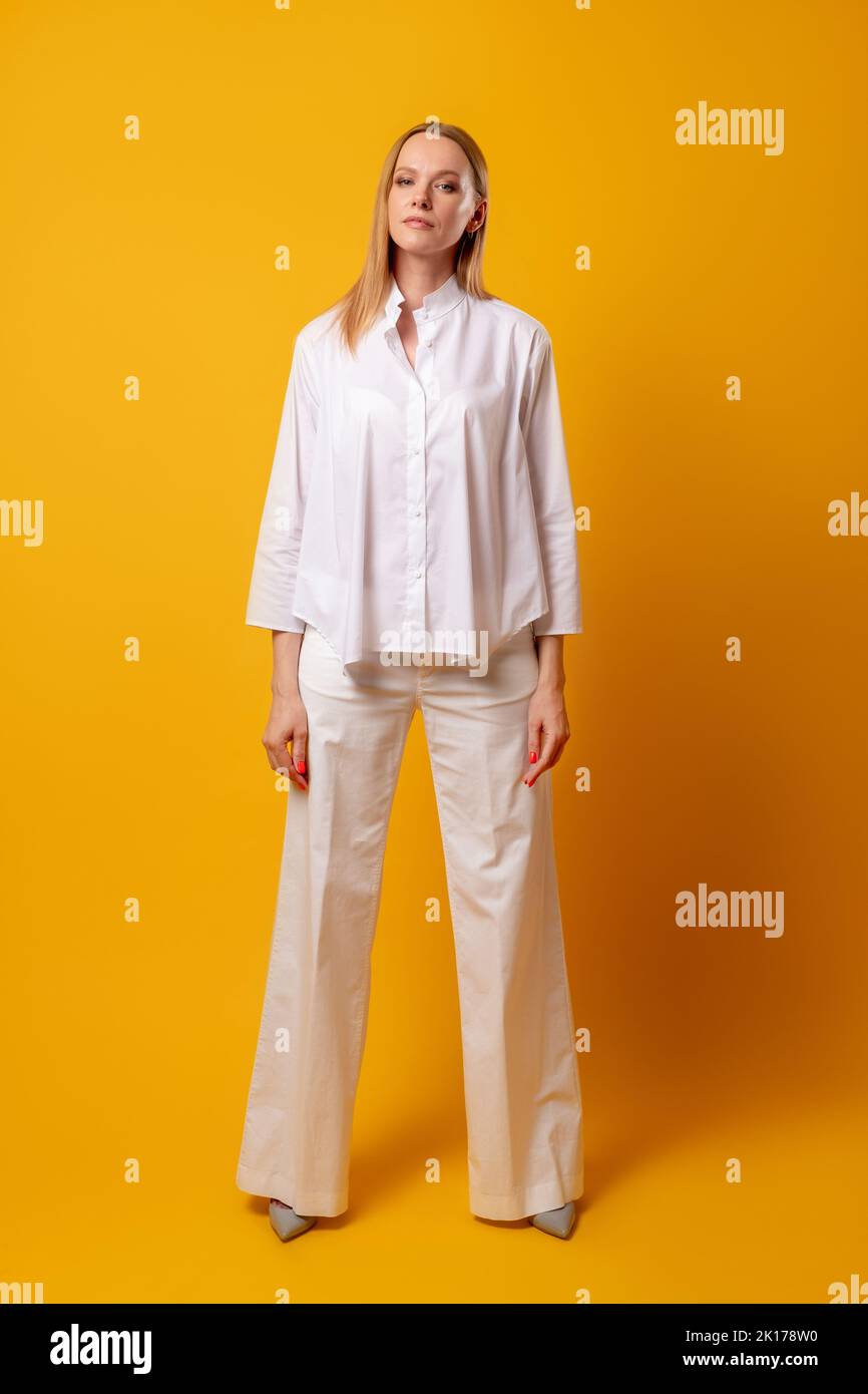 Confident woman. Independence power. Fashion look. Successful ambitious ...