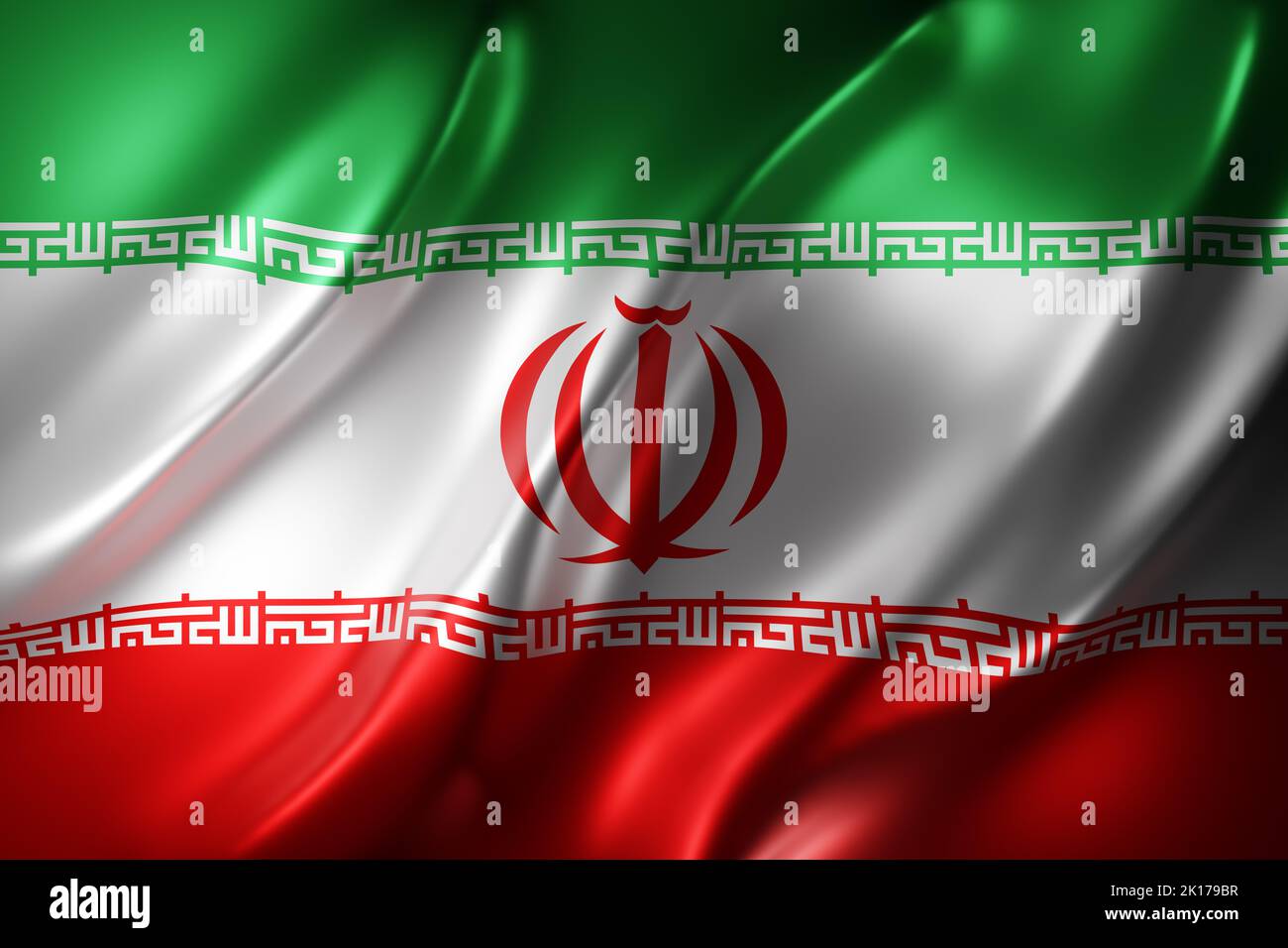 3d rendering of a silked Iran flag Stock Photo - Alamy