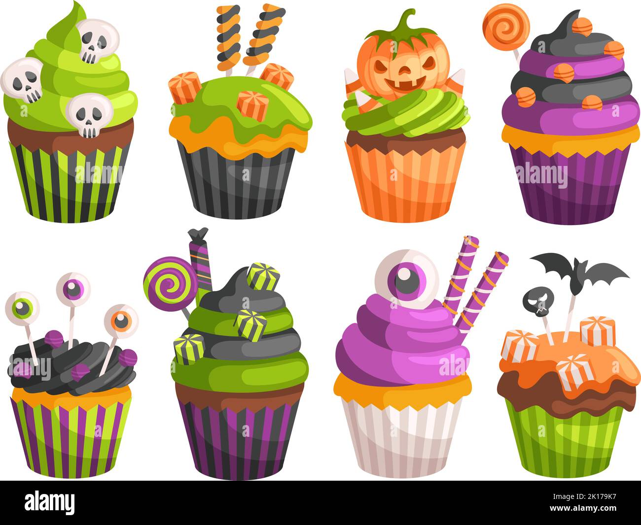 Halloween cupcakes. Spooky decorated muffins, themed small cakes for 31 ...