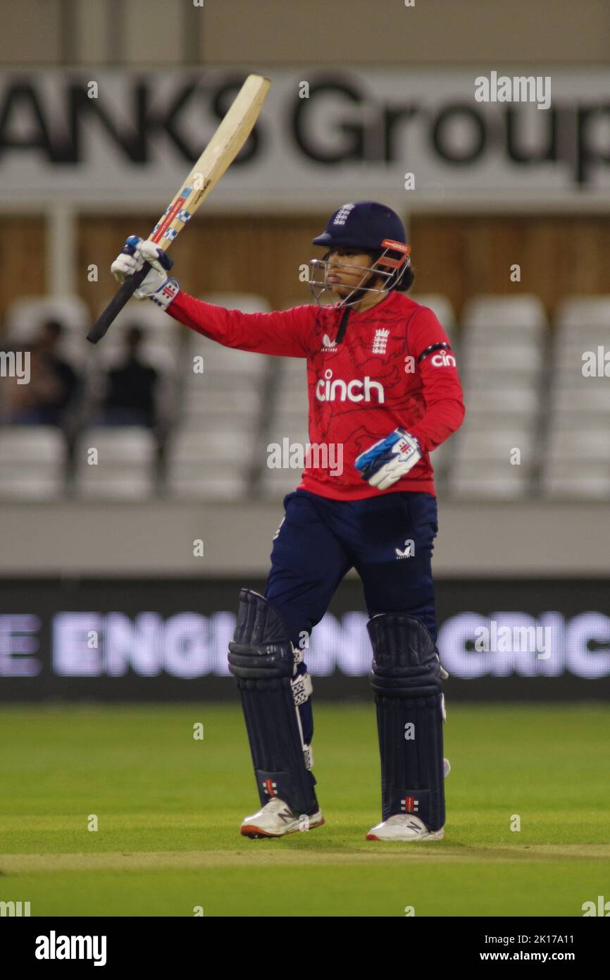 Chester le Street, England, 10 September 2022. Sophia Dunkley batting ...