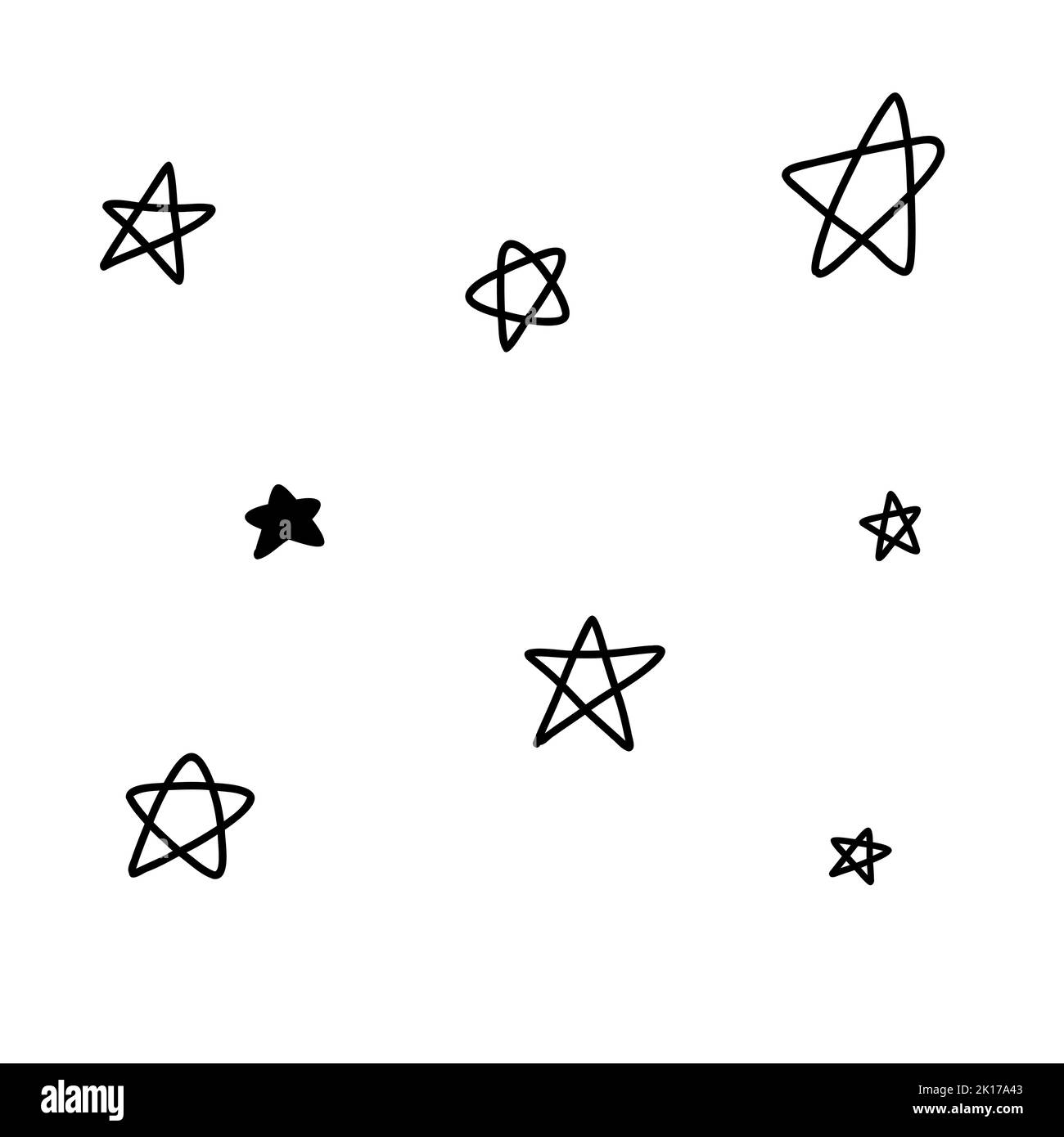Hand drawn doodle stars. Cartoon night sky elements, vector sketch ...