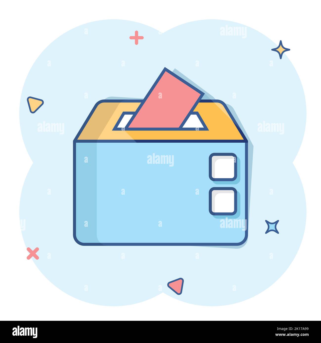 Election voter box icon in comic style. Ballot suggestion vector ...
