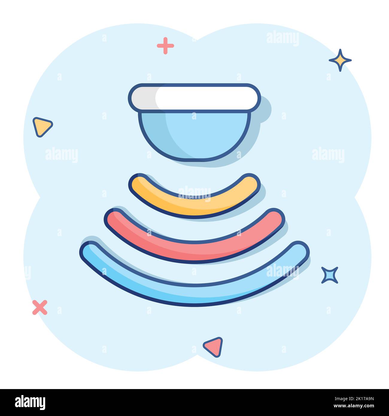 Motion Sensor Icon In Comic Style Sensor Waves Vector Cartoon Illustration Pictogram Security