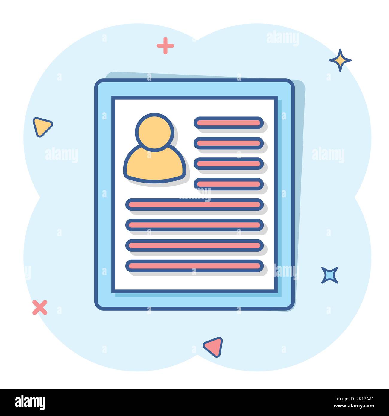 Resume icon in comic style. Contract document vector cartoon ...