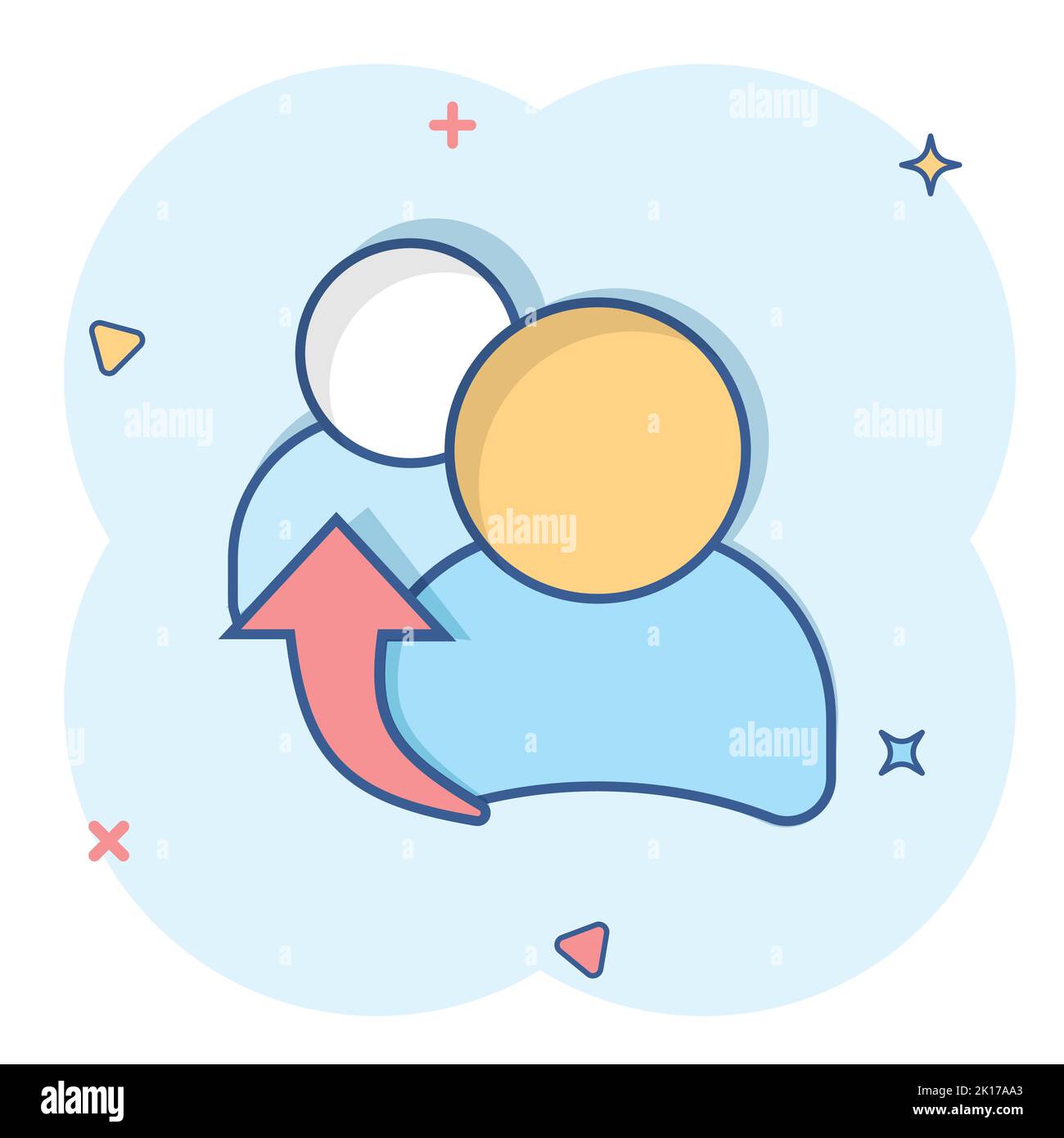 People referral icon in comic style. Business communication vector ...