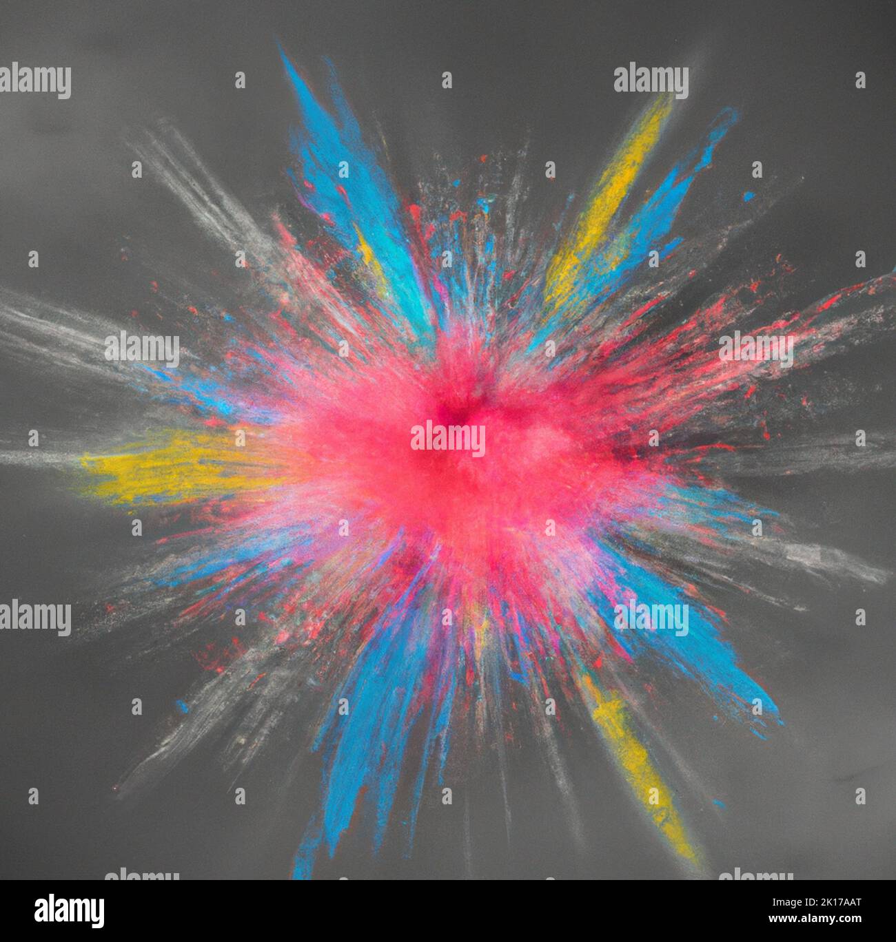 an Explosion of colored powder on a grey background Stock Photo - Alamy