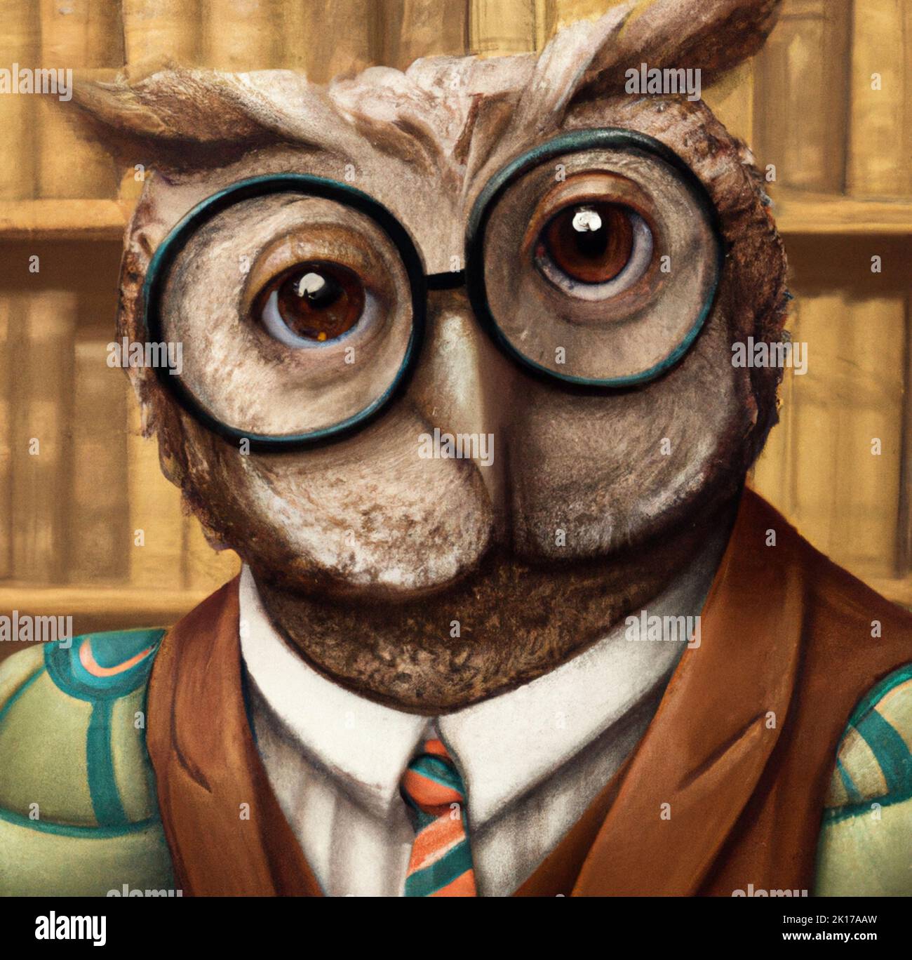 an illustration of a librarian owl looking stern Stock Photo - Alamy