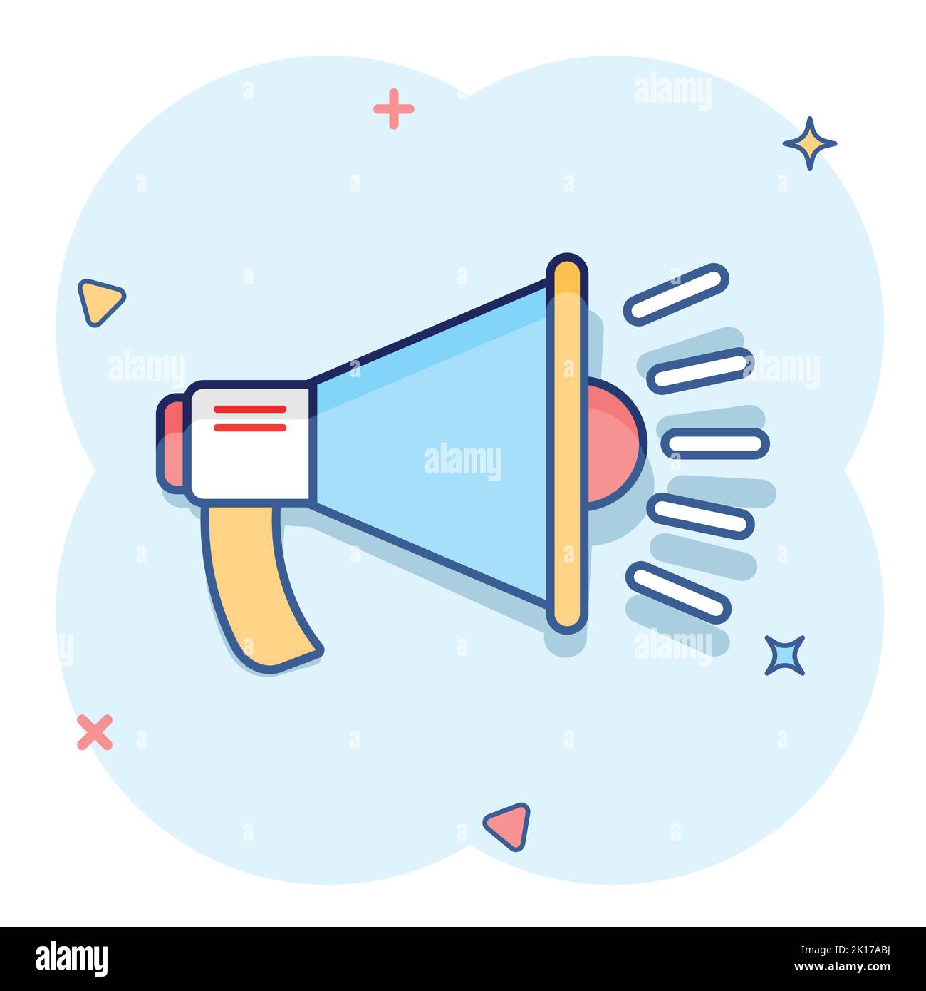 Megaphone speaker icon in comic style. Bullhorn audio announcement ...