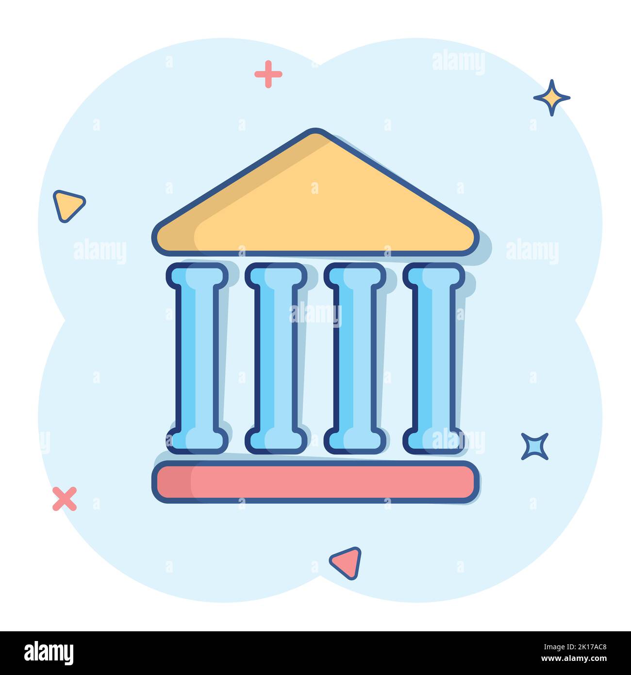 Bank building icon in comic style. Government architecture vector ...