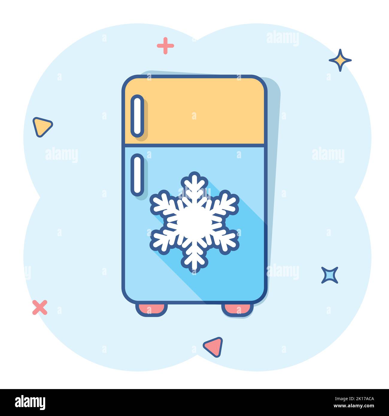 Fridge refrigerator icon in comic style. Freezer container vector ...
