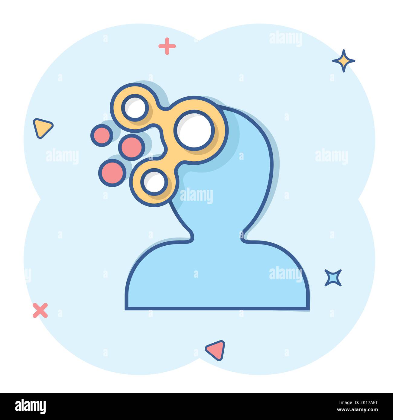 Mind people icon in comic style. Human frustration vector cartoon ...