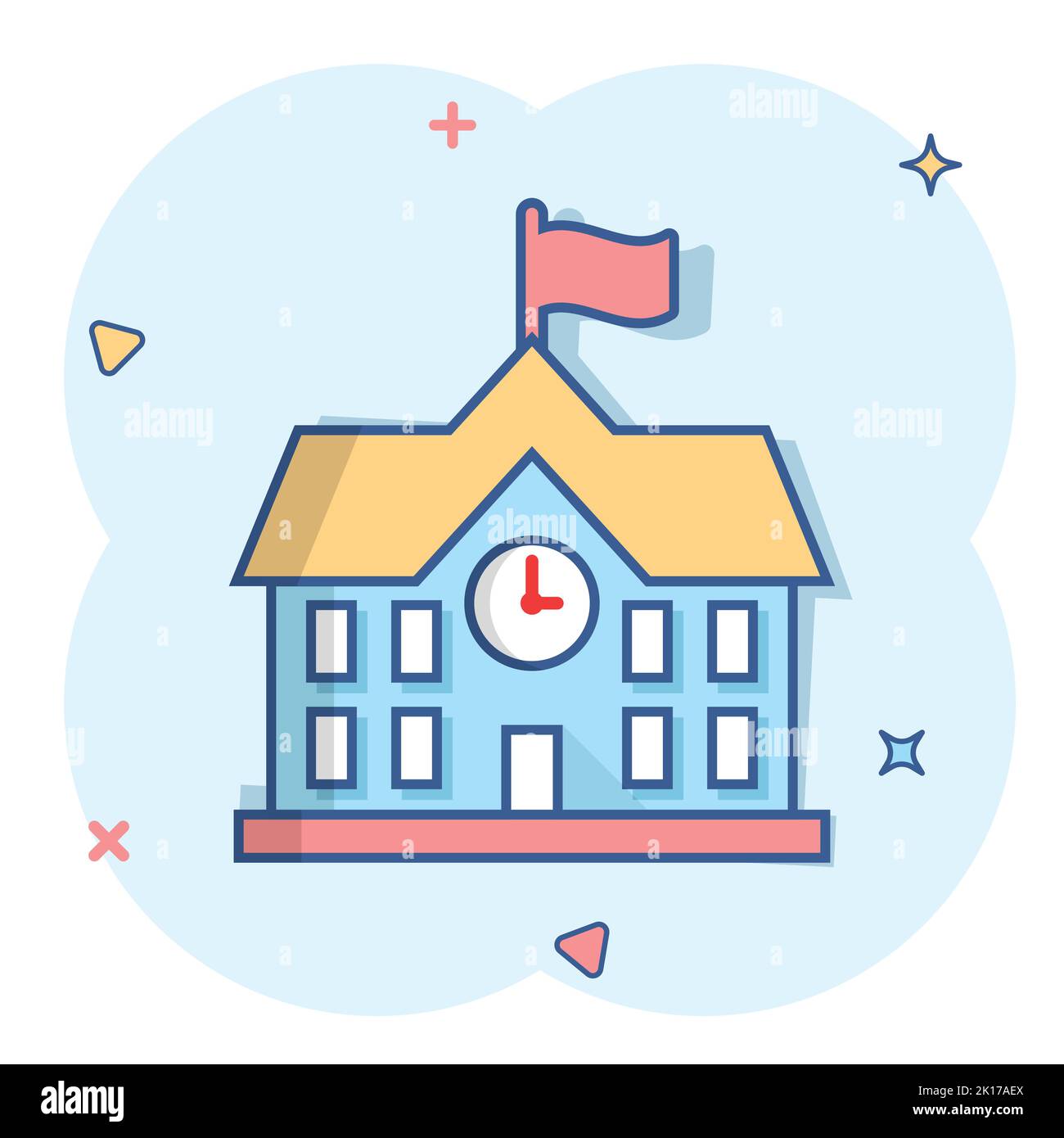 School building icon in comic style. College education vector cartoon ...