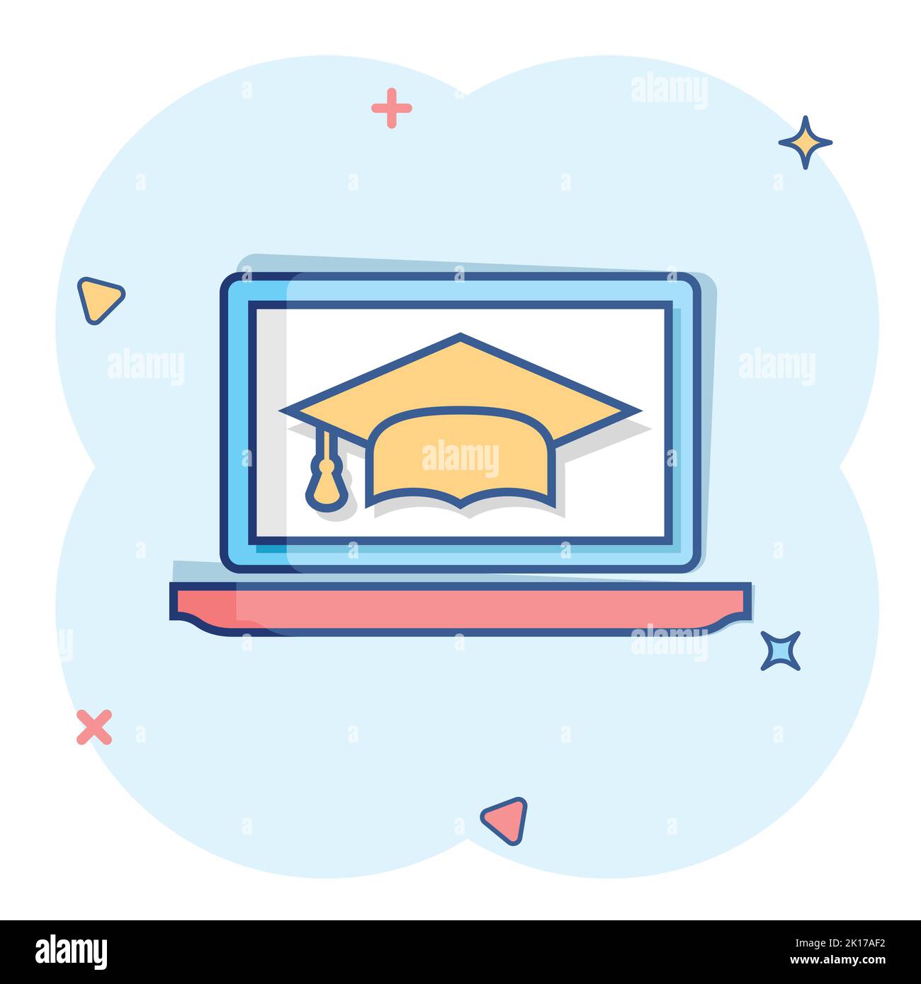 Elearning education icon in comic style. Study vector cartoon ...