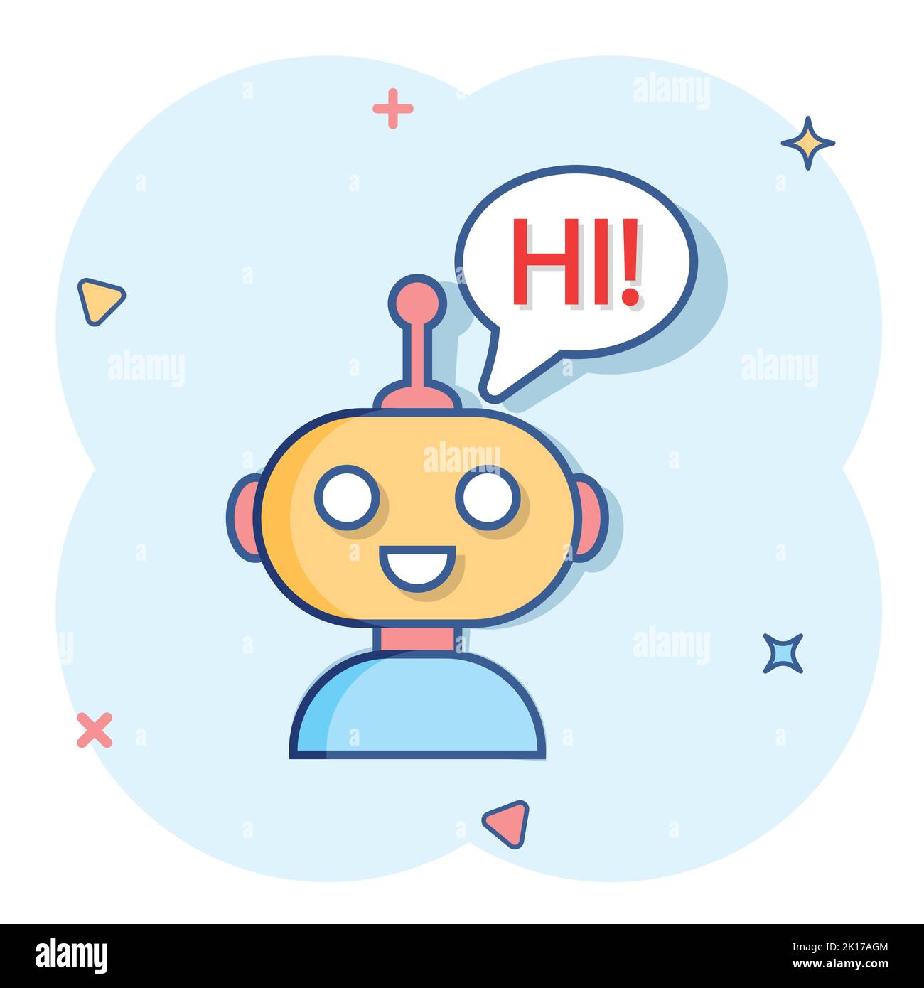 Cute robot chatbot icon in comic style. Bot operator vector cartoon illustration pictogram ...