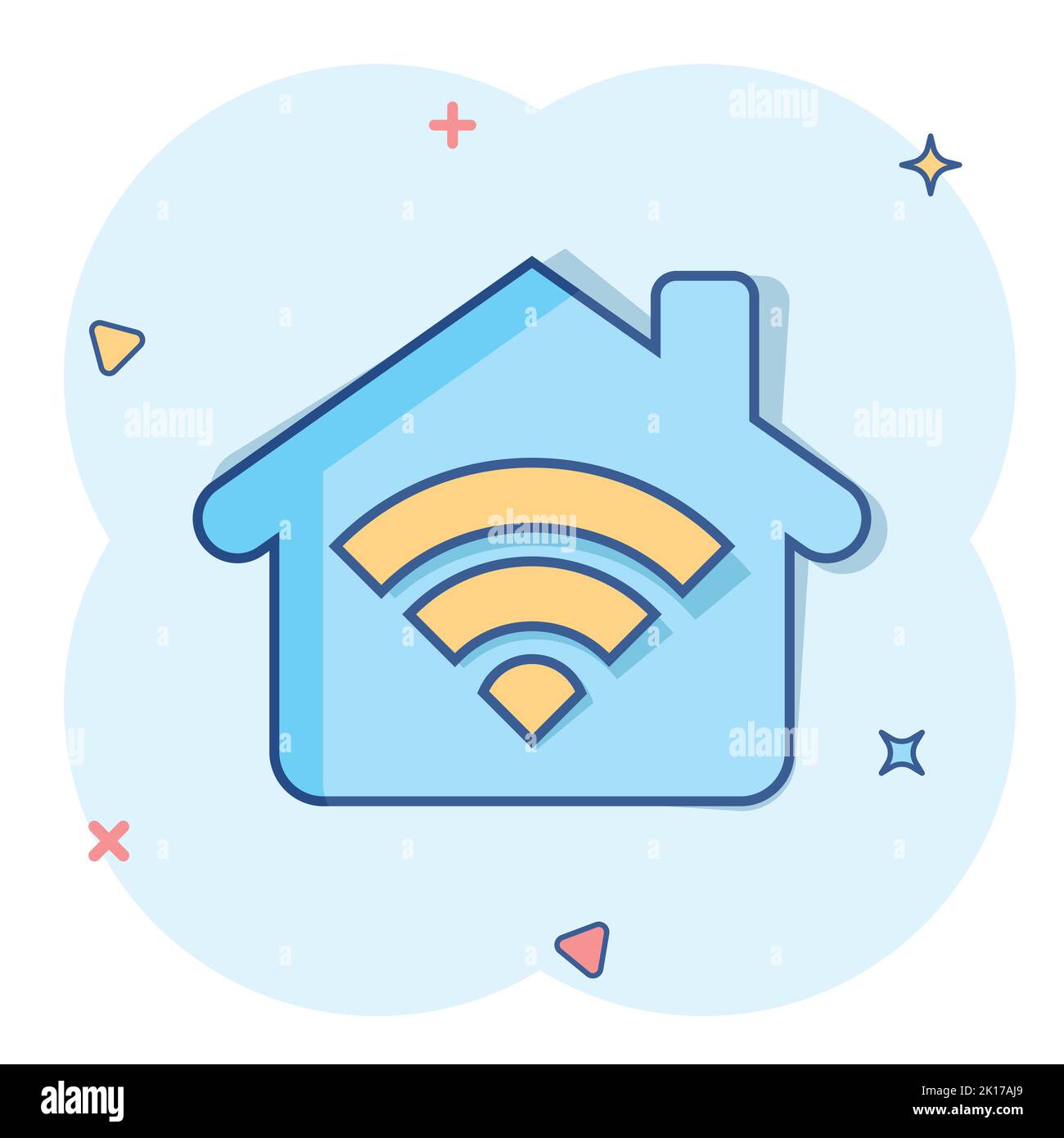 Smart home icon in comic style. House control vector cartoon ...