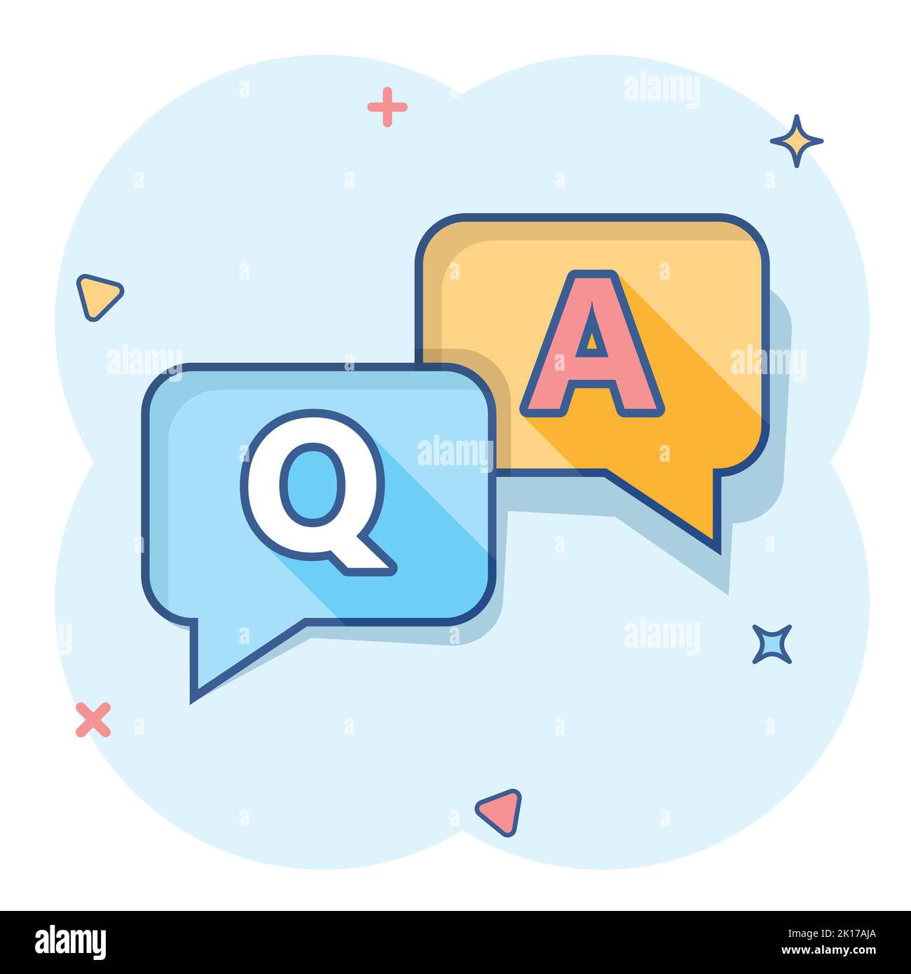 Question and answer icon in comic style. Discussion speech bubble ...
