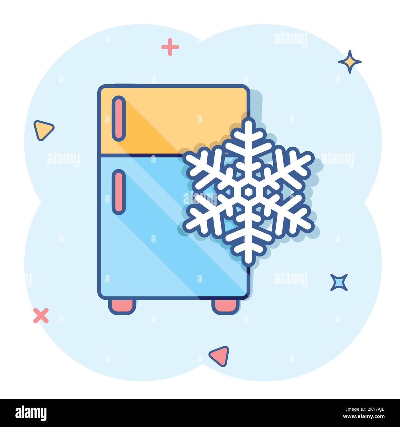 Fridge refrigerator icon in comic style. Freezer container vector ...