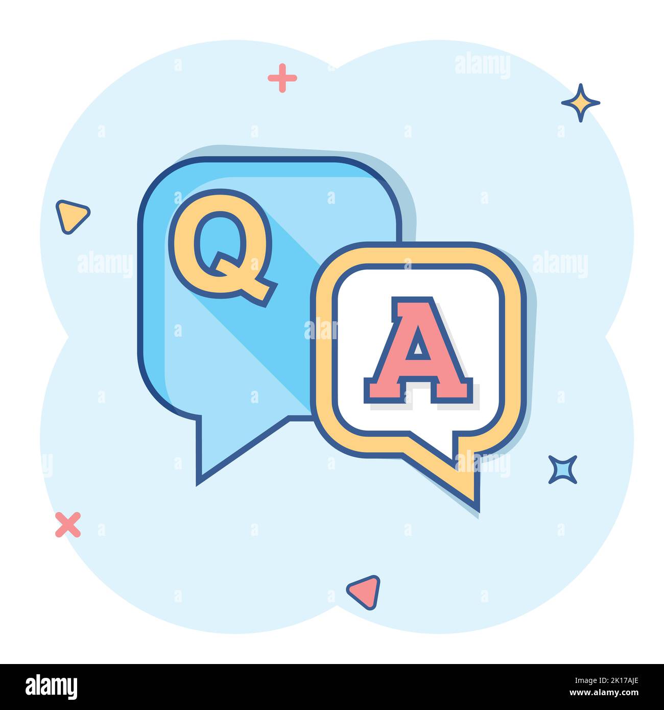Question and answer icon in comic style. Discussion speech bubble ...