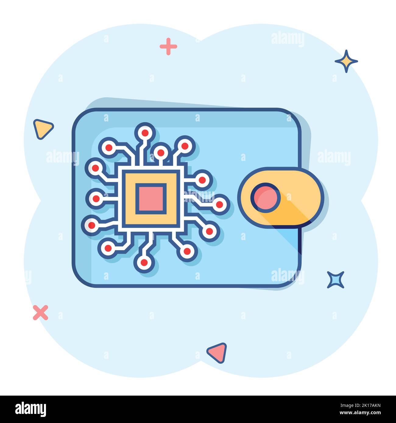 Digital wallet icon in comic style. Crypto bag vector cartoon ...