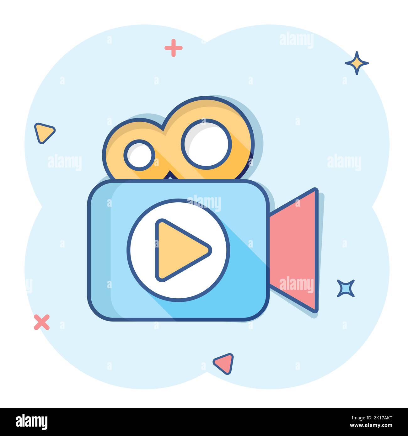 Video camera icon in comic style. Movie play vector cartoon ...