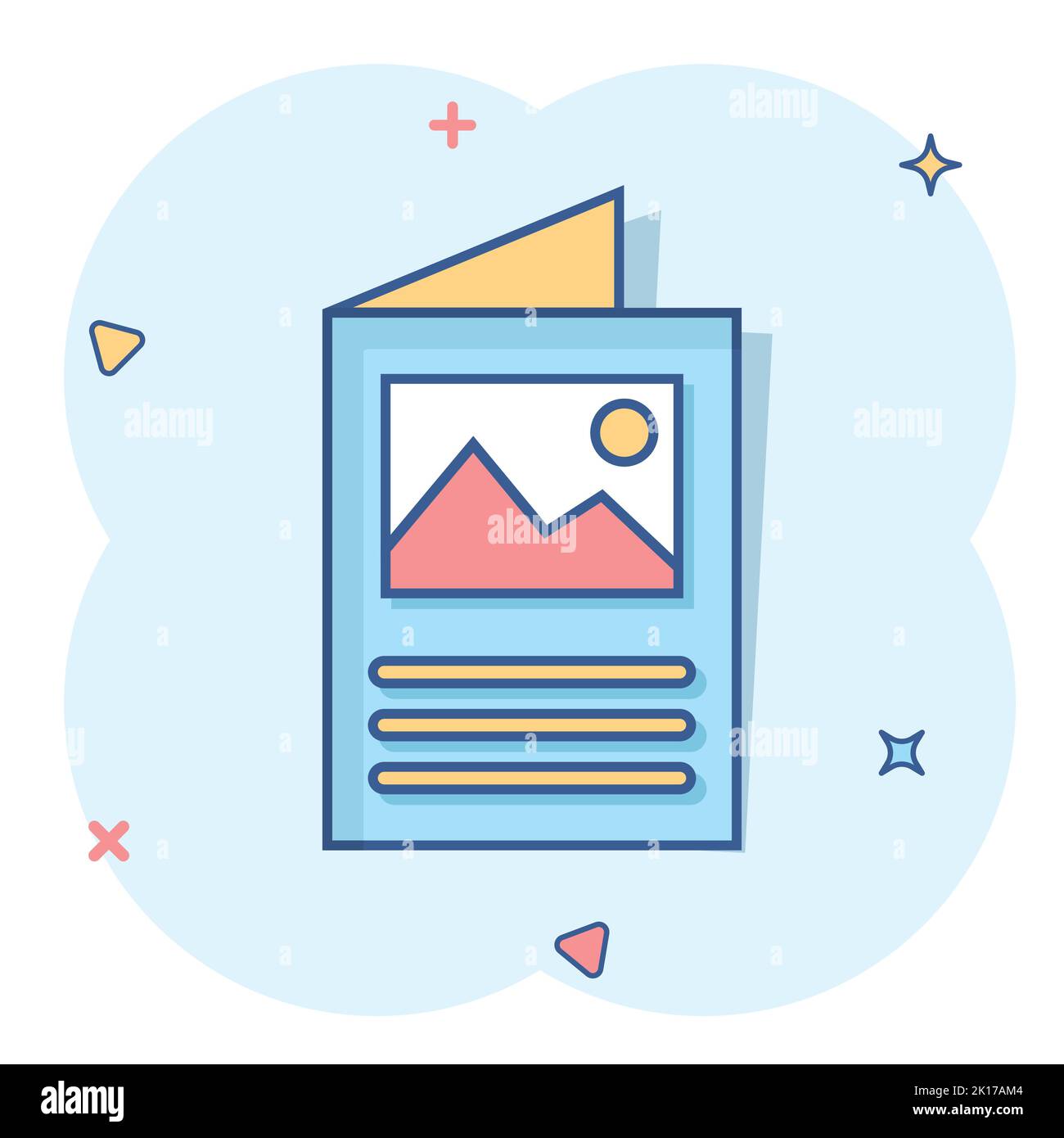 Flyer leaflet icon in comic style. Brochure sheet vector cartoon ...