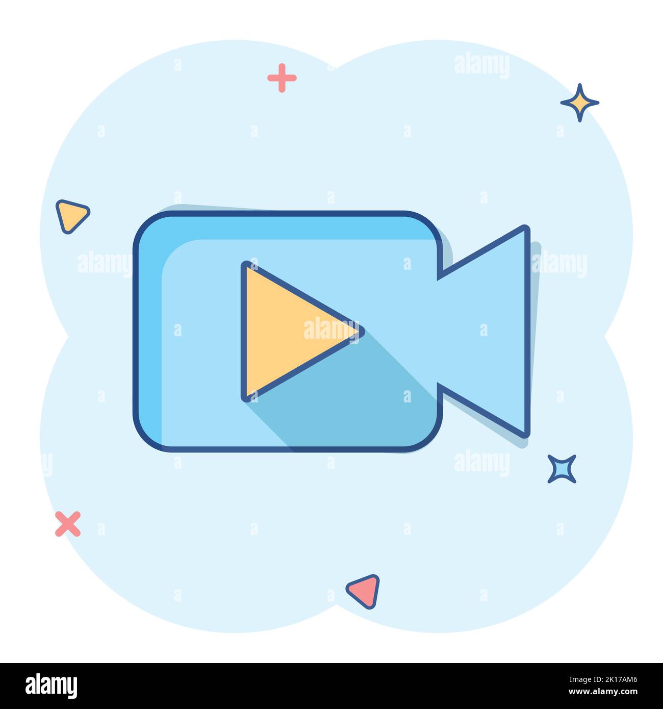 Video camera icon in comic style. Movie play vector cartoon ...