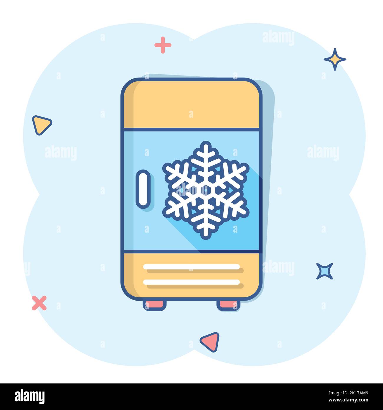 Fridge refrigerator icon in comic style. Freezer container vector ...