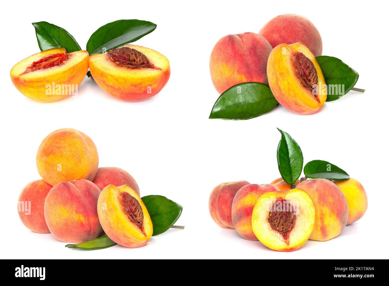Fresh Peach on White Background With clipping path, Collection of Peach ...