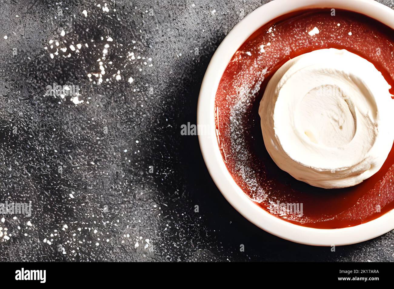 A top view of curd mousse on plate with copyspace Stock Photo - Alamy