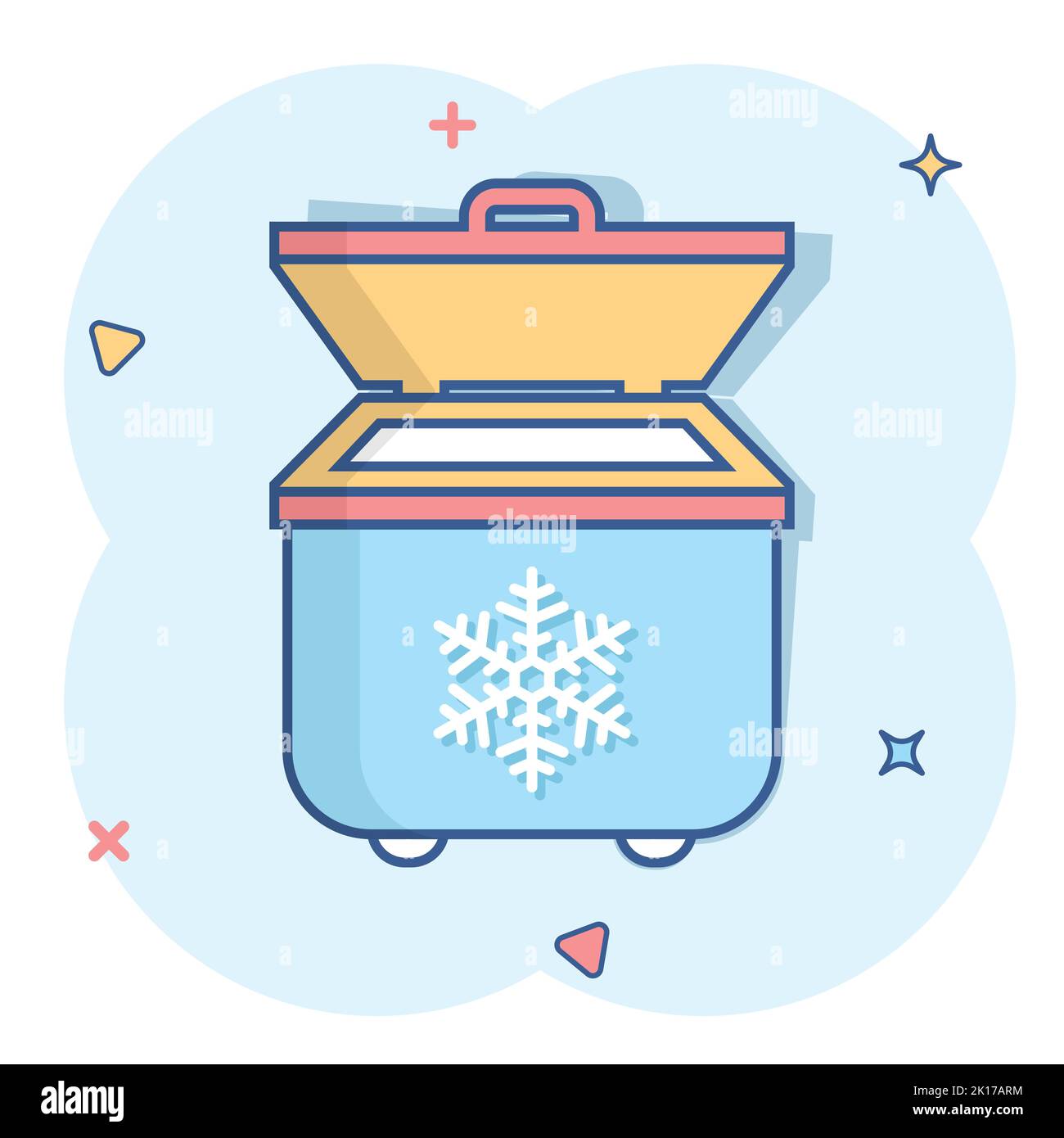 Fridge refrigerator icon in comic style. Freezer container vector ...