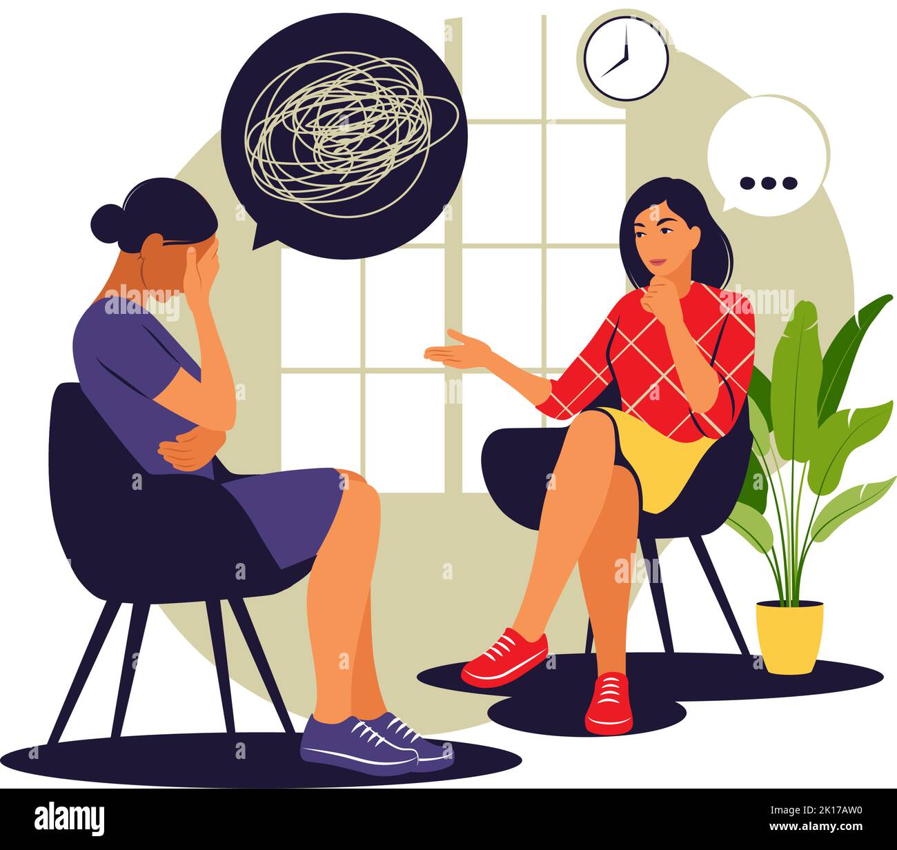 Therapy and counselling under stress and depression. Woman ...