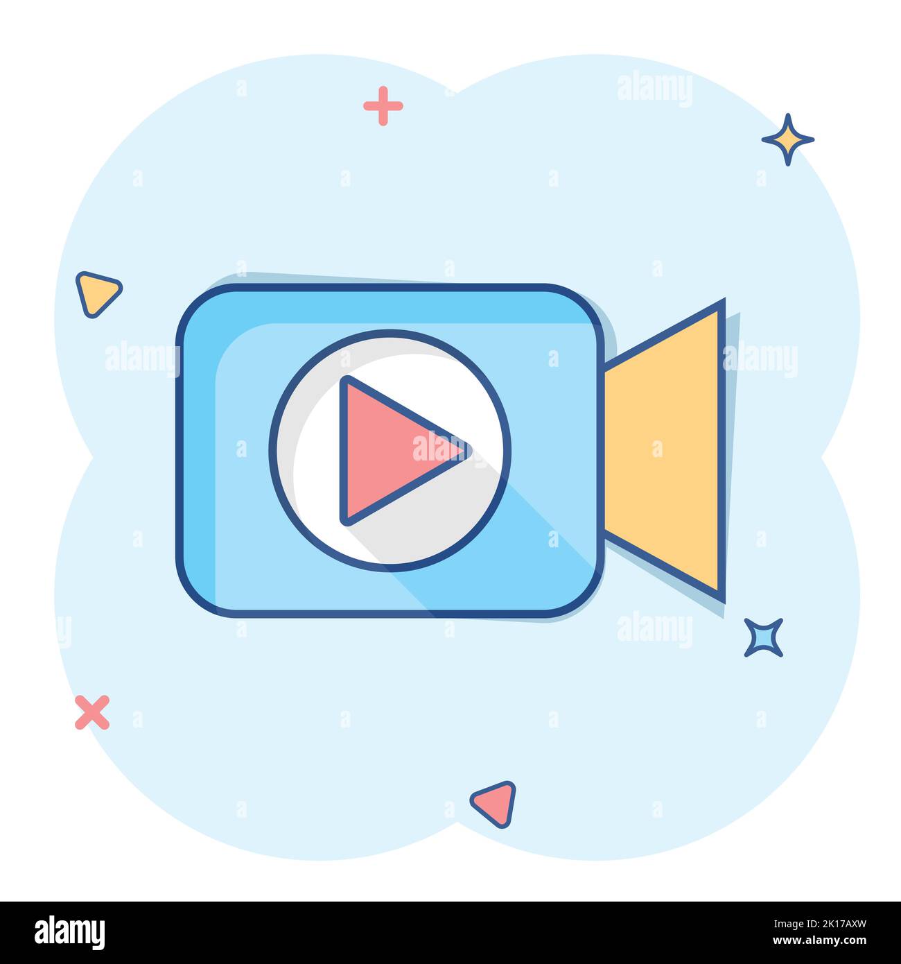 Video camera icon in comic style. Movie play vector cartoon ...