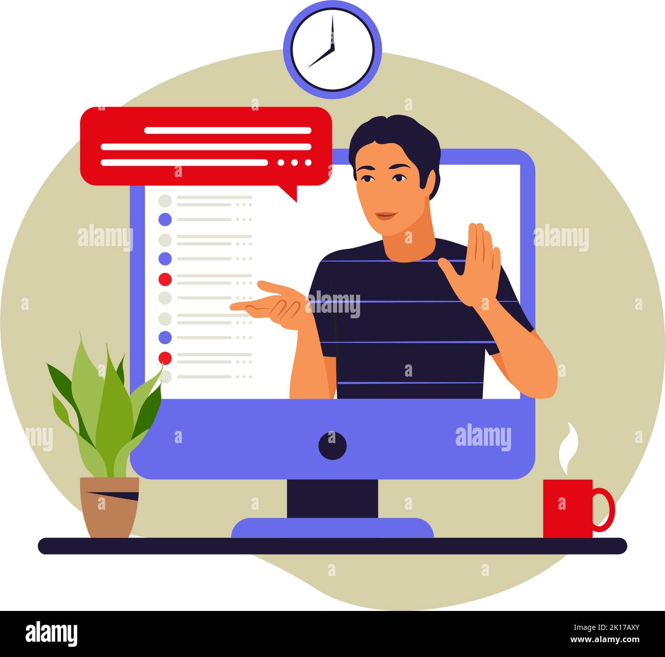 Webinar concept. Online education. Video conference or lecture. Vector ...
