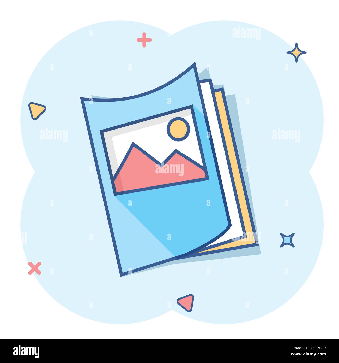Flyer leaflet icon in comic style. Brochure sheet vector cartoon ...