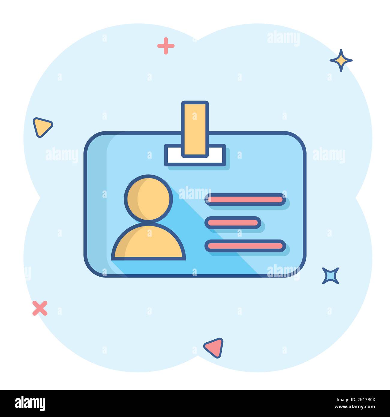 Id card icon in comic style. Identity badge vector cartoon illustration ...