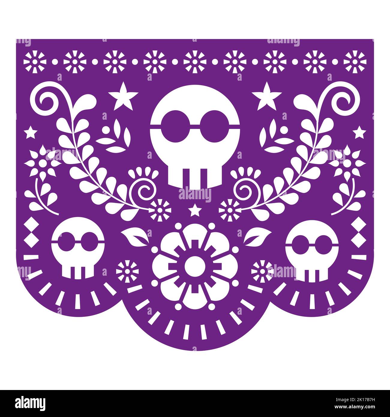 Halloween party Papel Picado decoration with skulls, Mexican fiesta ...