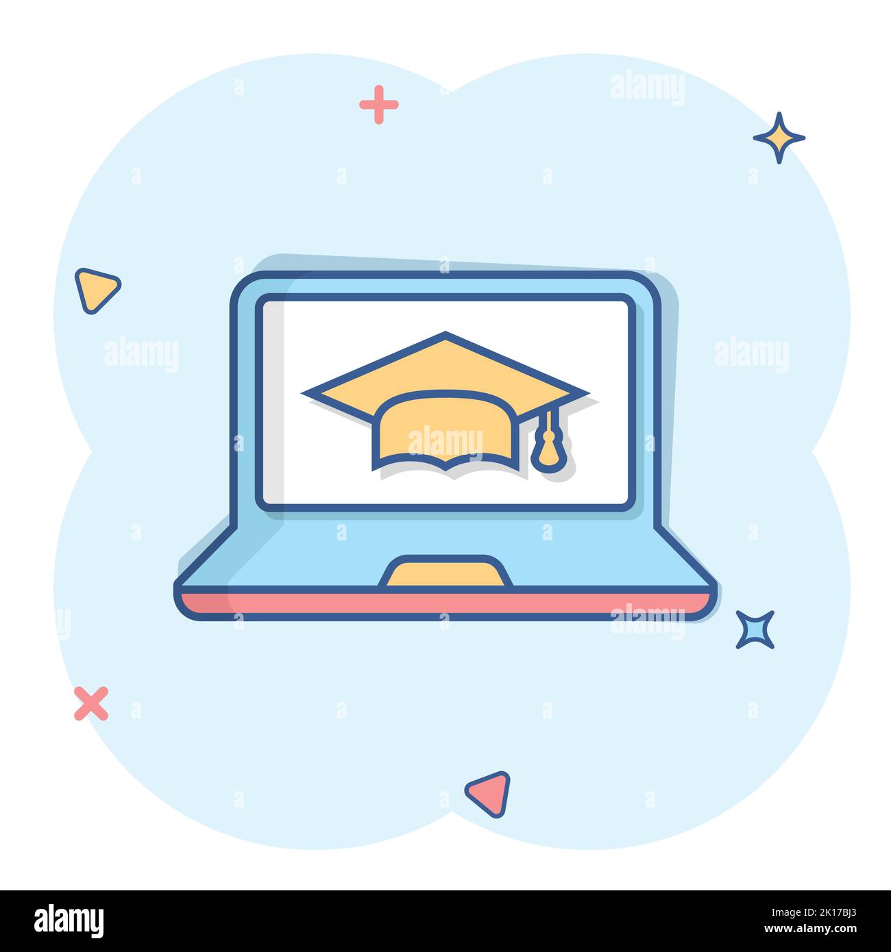 Elearning education icon in comic style. Study vector cartoon ...
