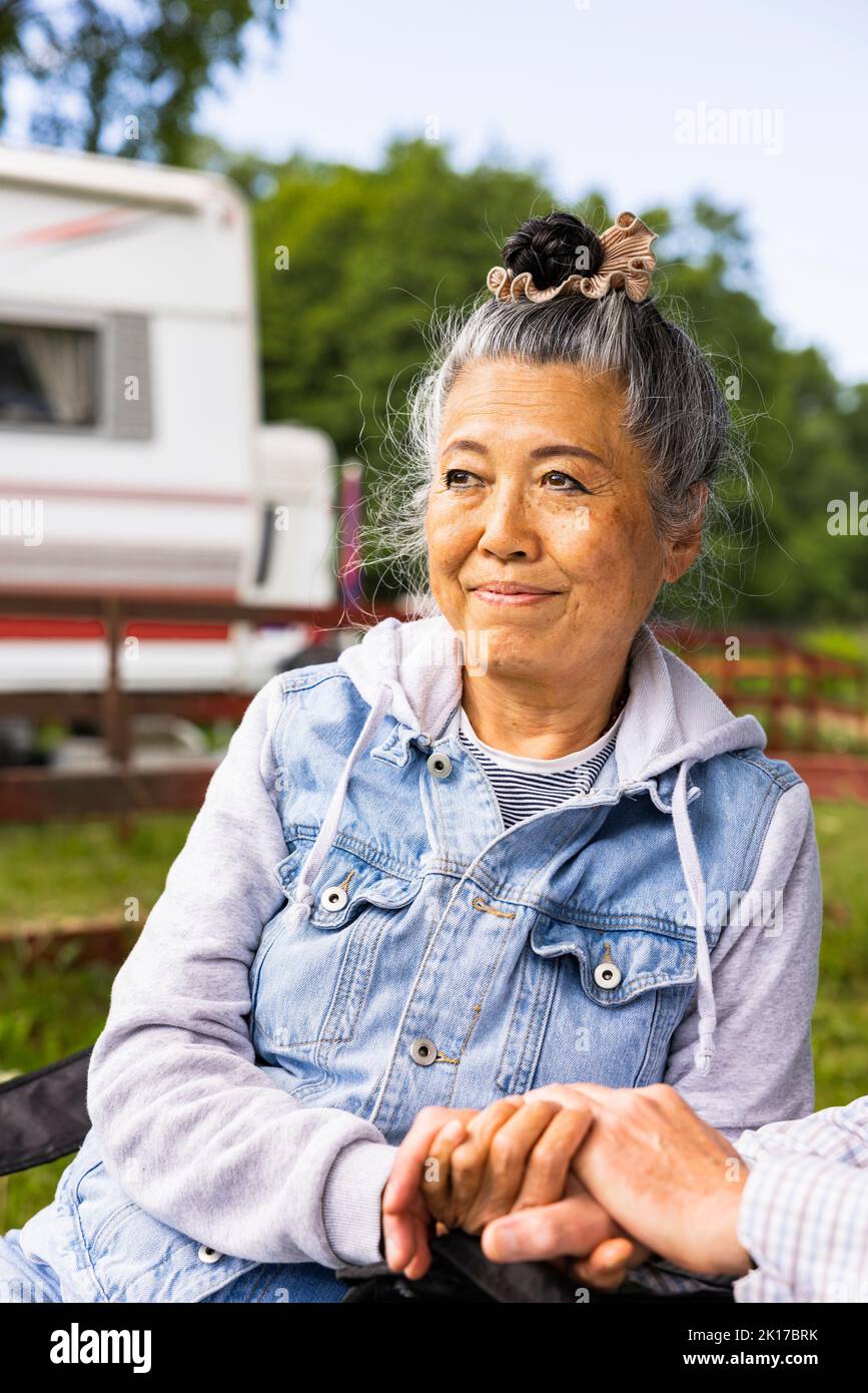 Woman camp site hi-res stock photography and images - Alamy