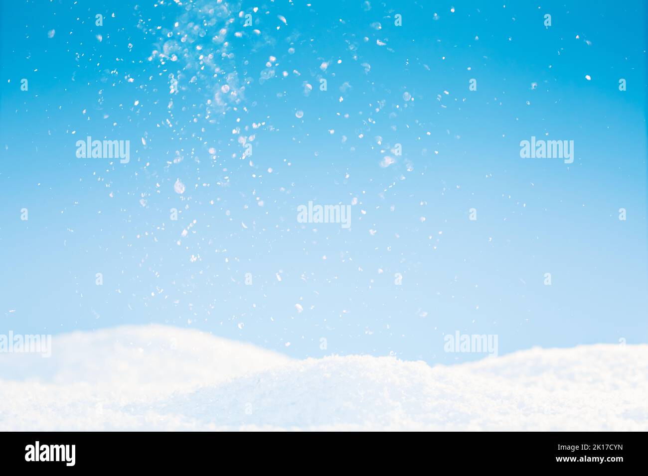 Snow on the ground, snow in blue sky and sunshine - Christmas and ...