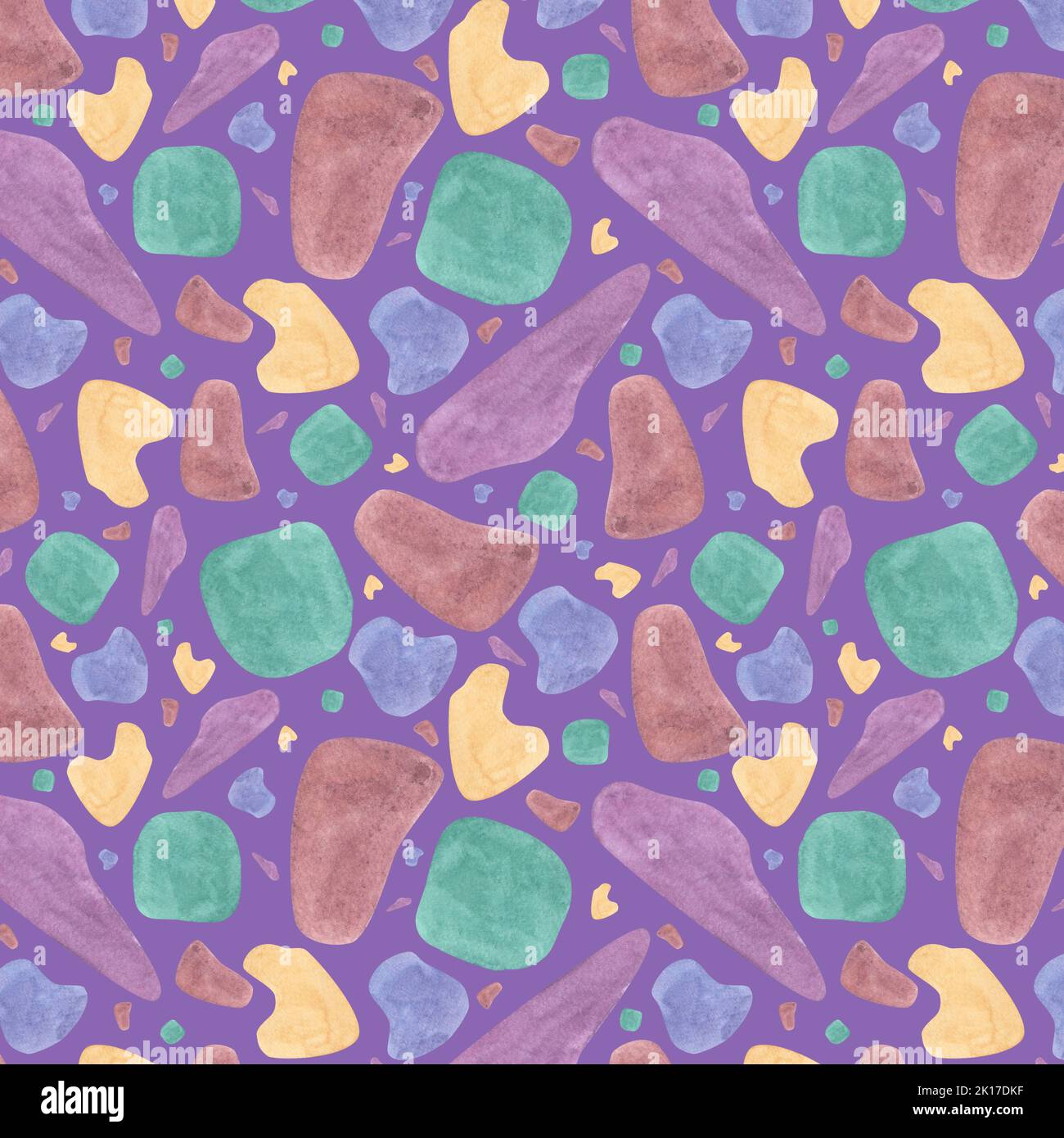 Geometric multicolored shapes in terrazzo style. Watercolor abstract ...