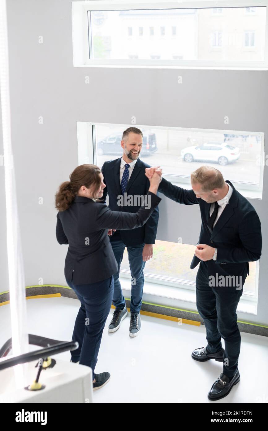 Business people talking during break Stock Photo - Alamy