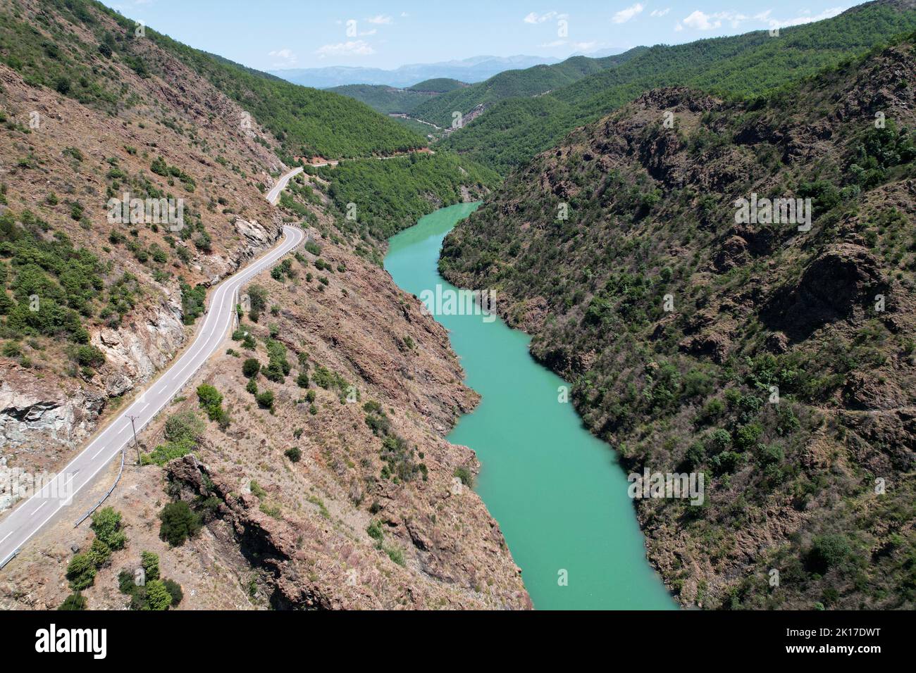 Turquise water in Shkopet river in Albania - Drone perspectivedefault ...