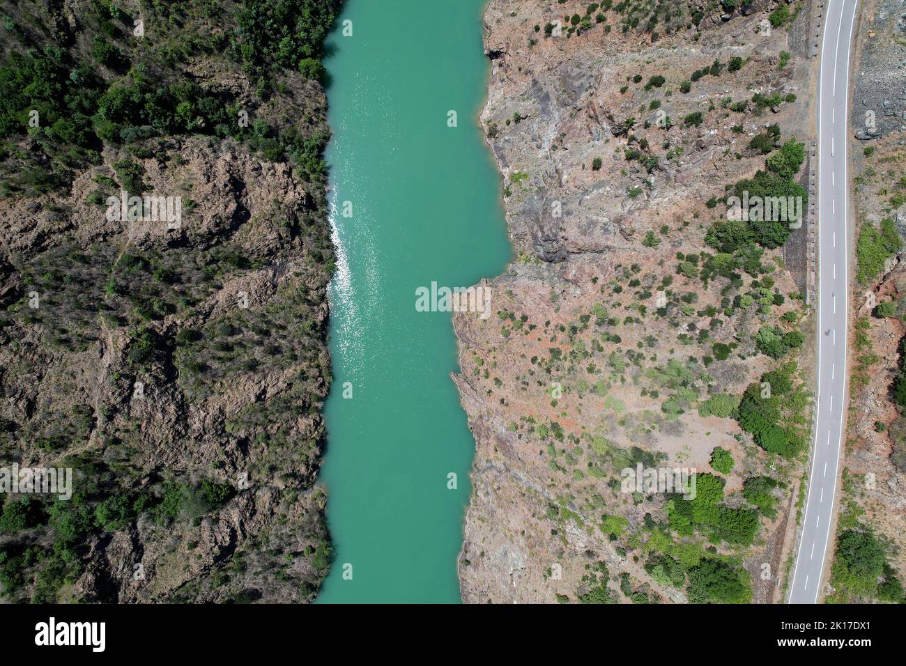 Turquise water in Shkopet river in Albania - Drone perspectivedefault ...