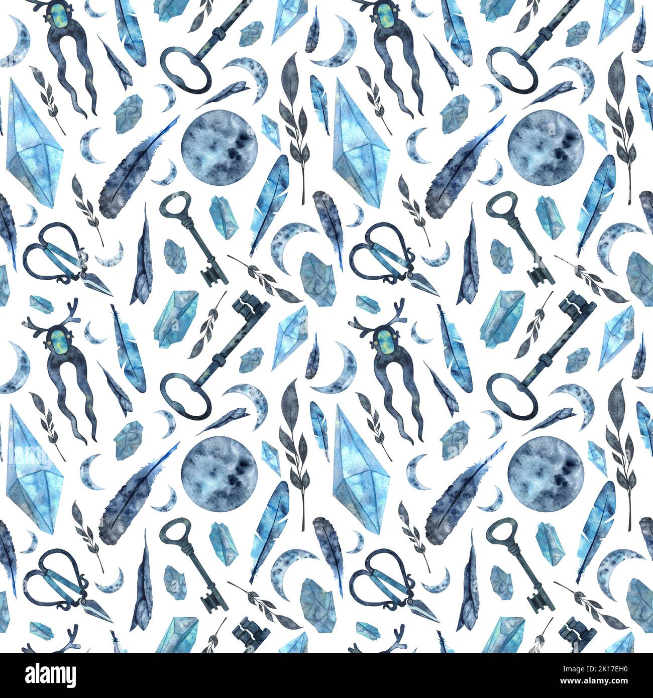 Mystical seamless pattern of esoteric elements. The magic of plants ...