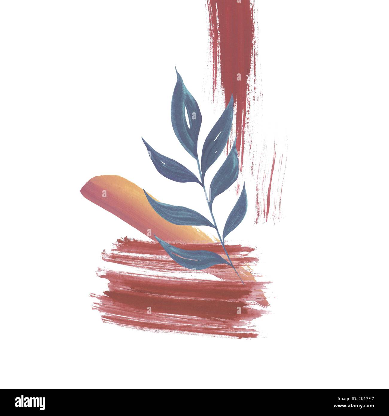 Abstract composition with tropical leaf. Watercolor gradient textures ...